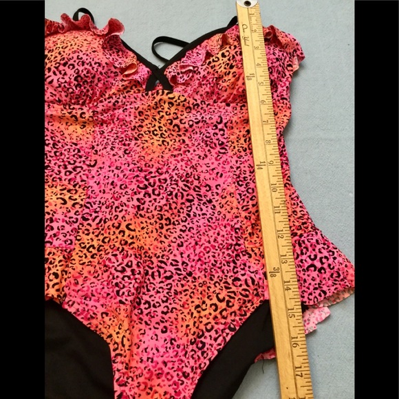 Coco Rave | Swim | Coco Rave Ruffled Hot Pink Orange Animal Print ...